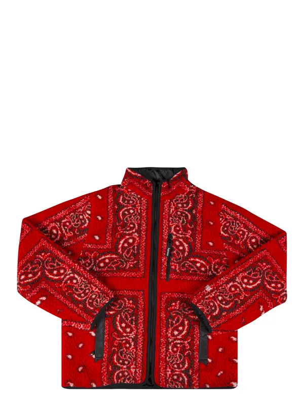 Supreme Reversible Bandana Fleece Jacket - Red