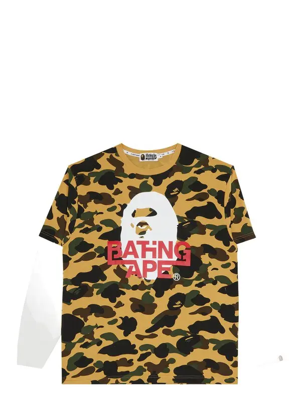 A BATHING APE 1st Camo Relaxed Fit Layered Long-sleeve Tee - Yellow