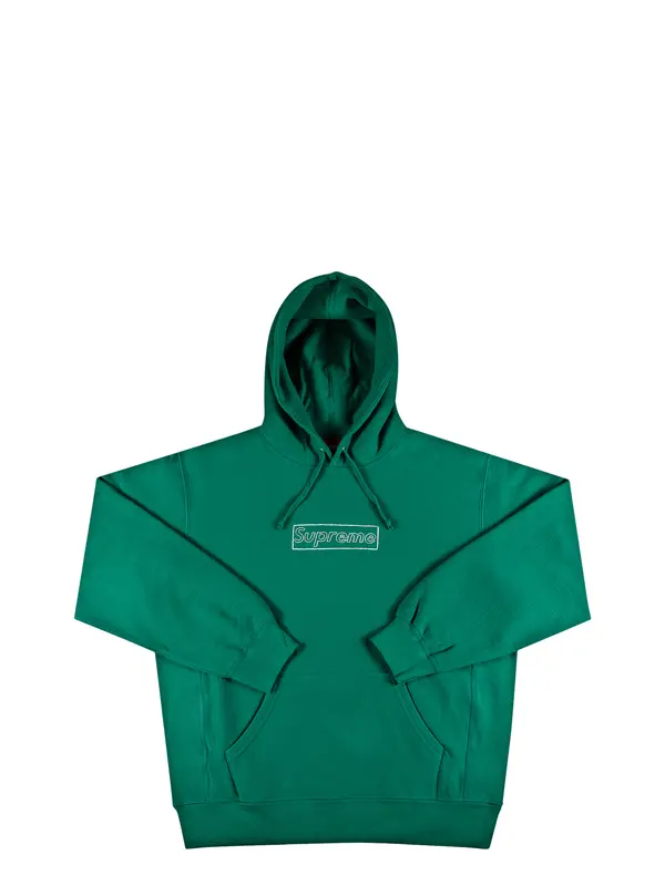 Supreme X Kaws Chalk Logo Hooded Sweatshirt - Green