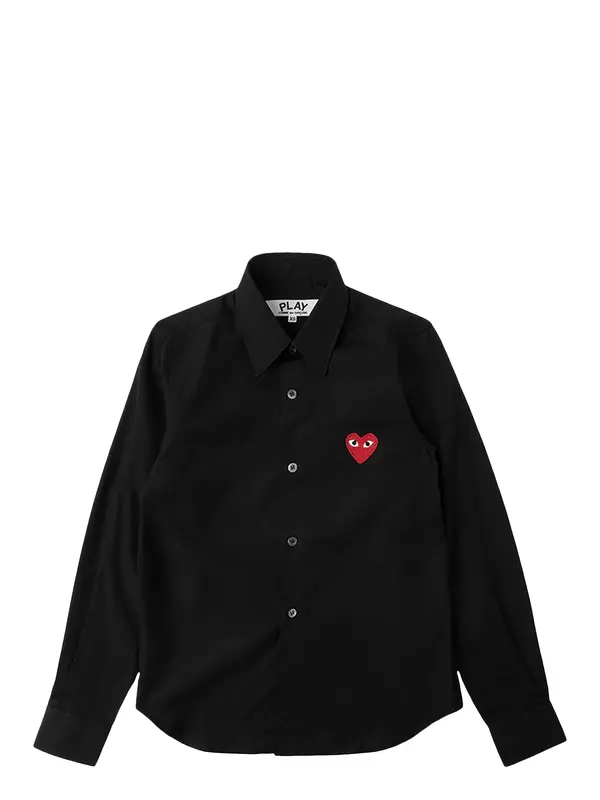 Play Comme Des Garcon Red Heart Button-up Shirt - Black