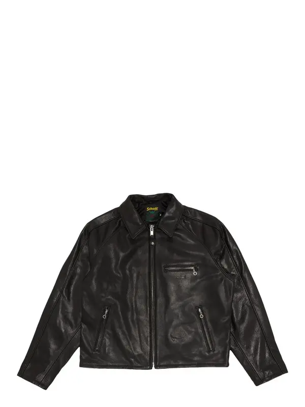 Supreme X Schott Leather Racer Jacket - Black