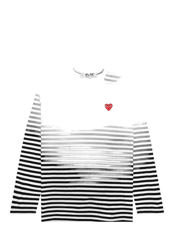 Play Comme Des Garcon Striped Long-sleeve T-shirt - White