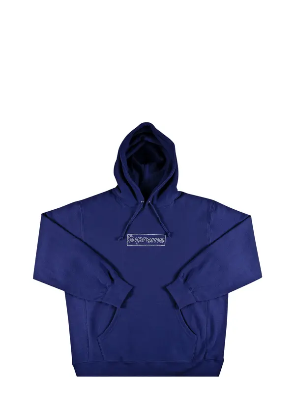 Supreme X Kaws Chalk Logo Hooded Sweatshirt - Blue