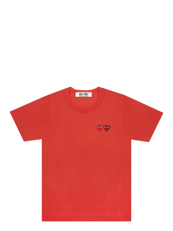 Play Comme Des Garcon Double Heart T-shirt - Red