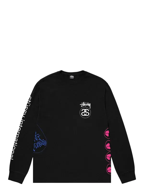 StÜssy Test Strike Pigment Dyed Long-sleeve Tee - Black
