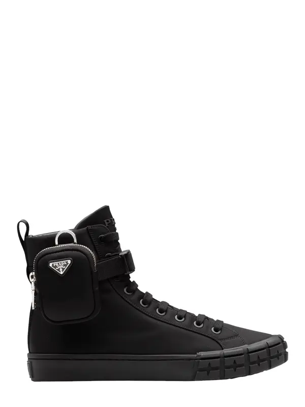 Prada Wheel Re-nylon High-top Sneakers - Black