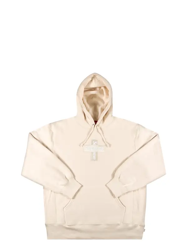 Supreme Cross Box Logo Hooded Sweatshirt - Cream