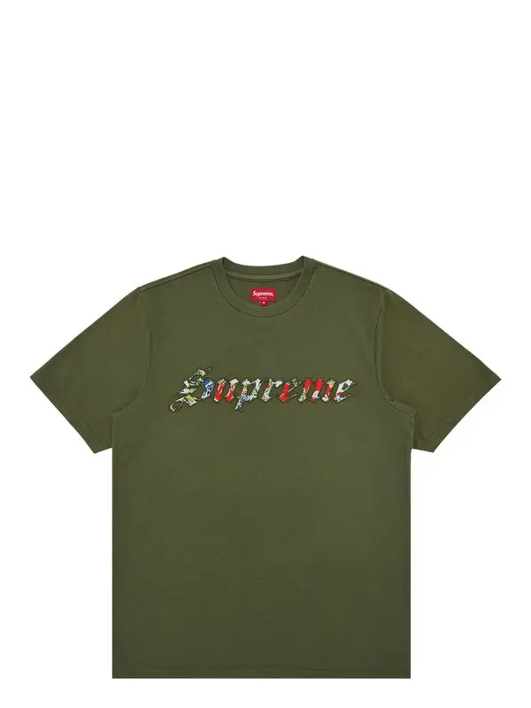 Supreme Floral Appliqué Short-sleeve Top - Green