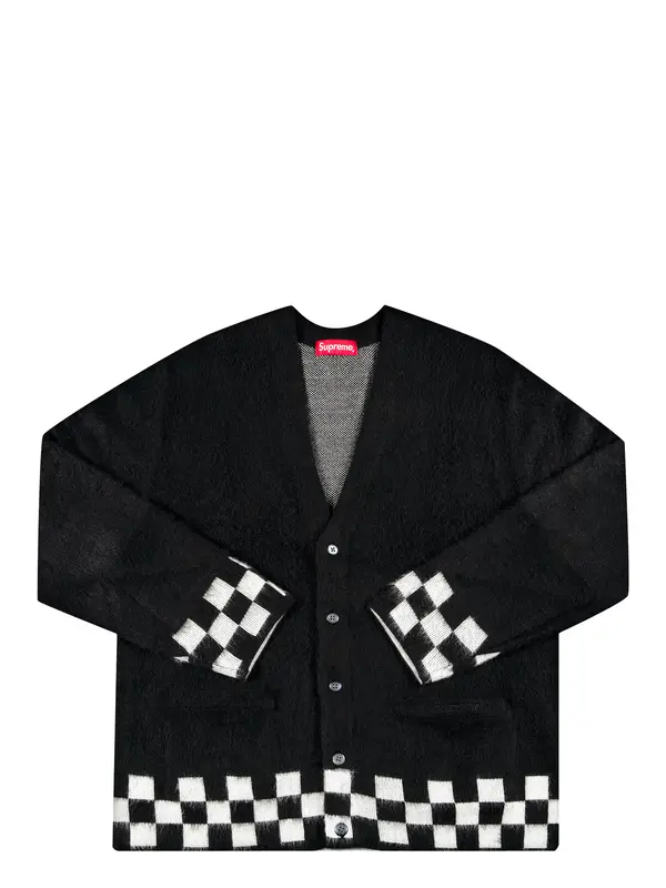 Supreme Brushed Checkerboard Cardigan - Black