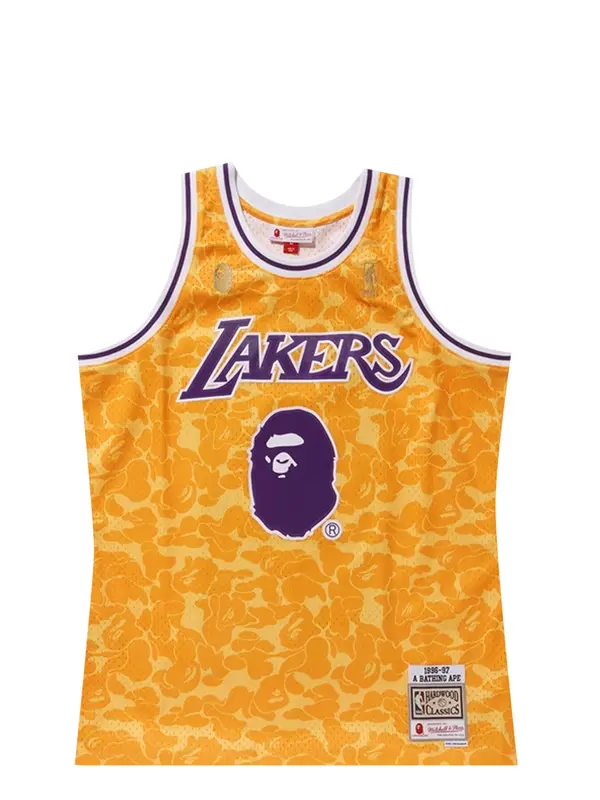 BAPE X Mitchell & Ness Lakers Abc Basketball Swingman Jersey - Yellow