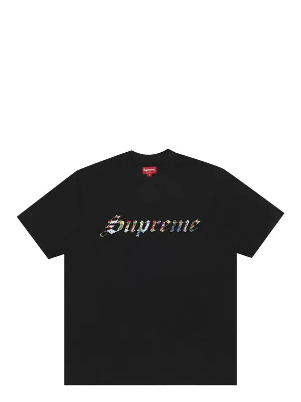 Supreme Floral Appliqué Short-sleeve Top - Black