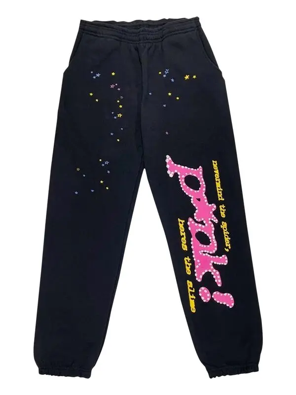 SP5DER P*nk Rhinestone Embellished Sweatpants - Black