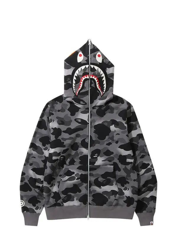 A BATHING APE Grid Camo Shark Full Zip Hoodie - Black