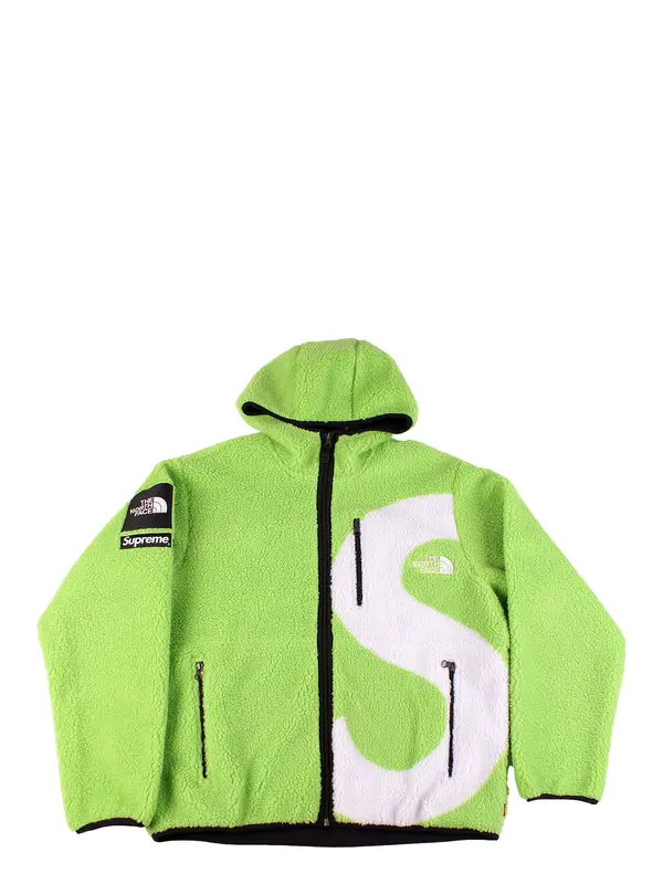 Supreme X The North Face Logo Hooded Fleece Jacket - Green