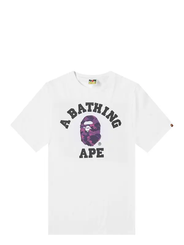 A BATHING APE Color Camo A College Tee /purple - White