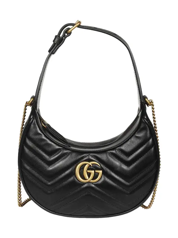 Gucci Gg Marmont Half-moon Mini Bag - Black