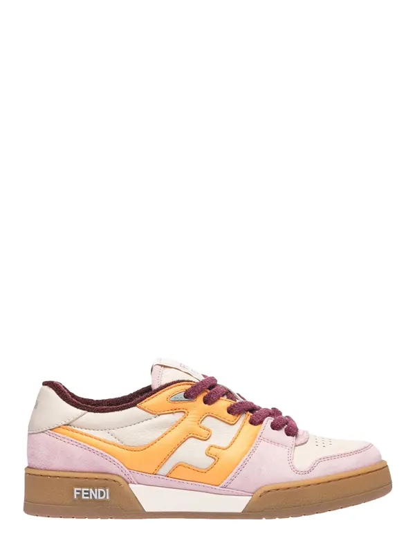 Fendi Ff Mixed Leather Low Top Sneakers - Pink