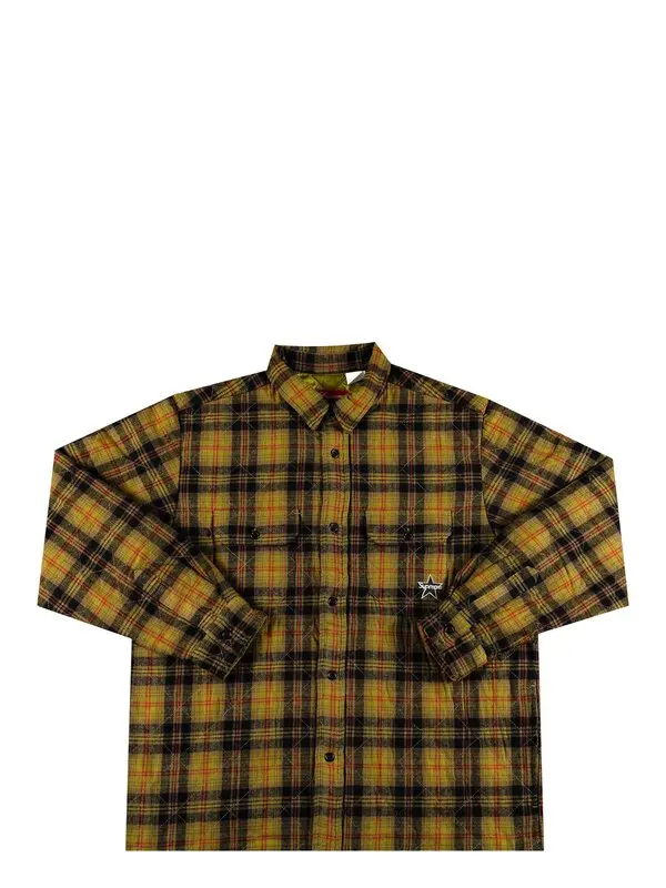 Supreme Quilted Plaid Flannel Shirt 'olive - Multicolor