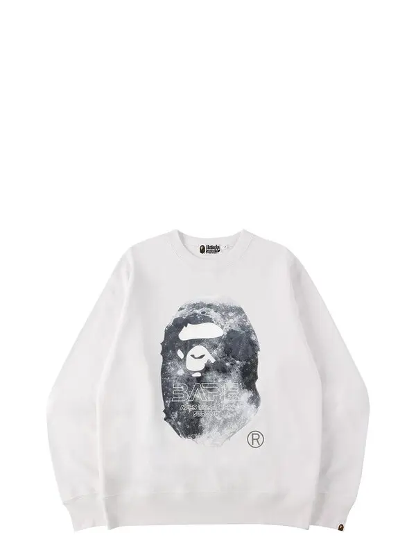 A BATHING APE Ape Head Moon Crewneck - White