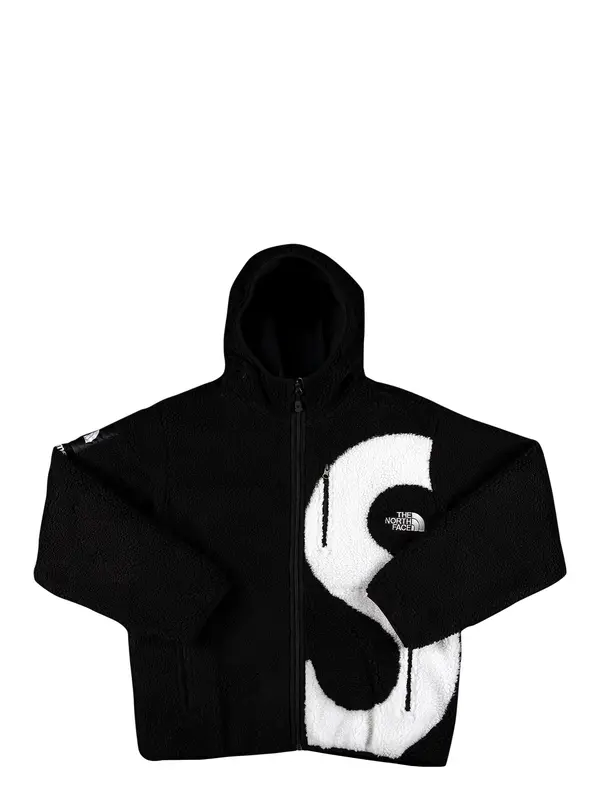 Supreme X The North Face Logo Hooded Fleece Jacket - Black