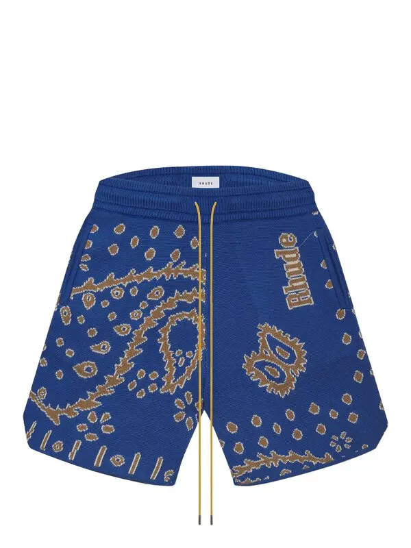 Rhude Bandana Knit Short - Blue