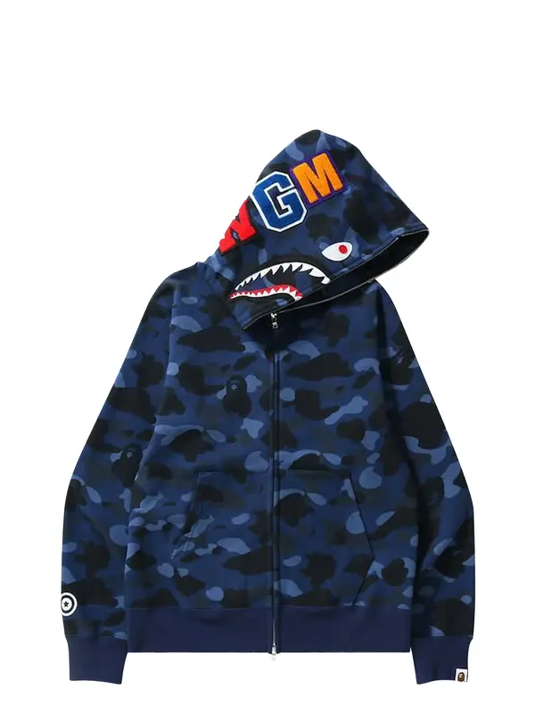 BAPE Color Camo Shark Full Zip Hoodie - Blue