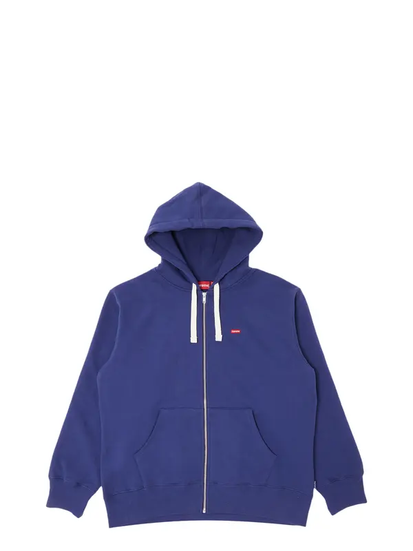 Supreme Small Box Drawcord Zip Up Hooded Sweatshirt 'washed Navy - Blue