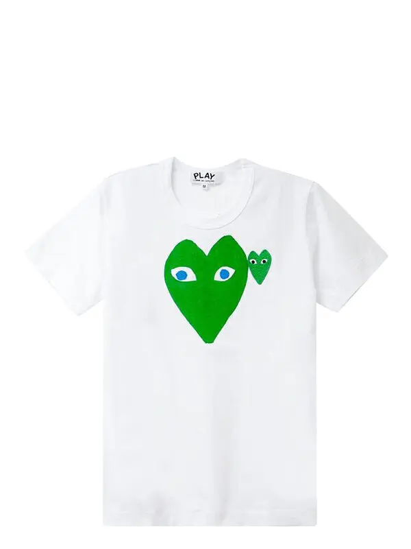 Play Comme Des Garcon Blue Eyed Green Heart Tee - White
