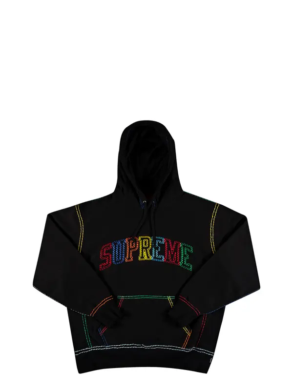 Supreme Big Stitch Hooded Sweatshirt - Black