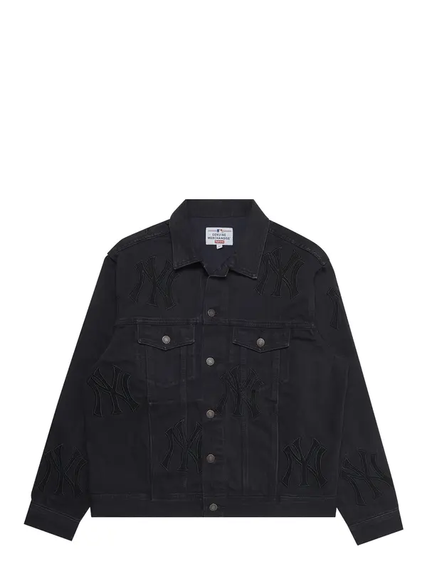 Supreme X New York Yankees Denim Trucker Jacket - Black