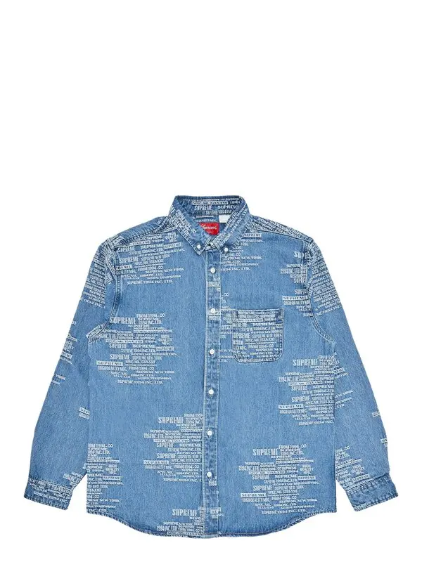 Supreme Trademark Jacquard Denim Shirt 'washed - Blue