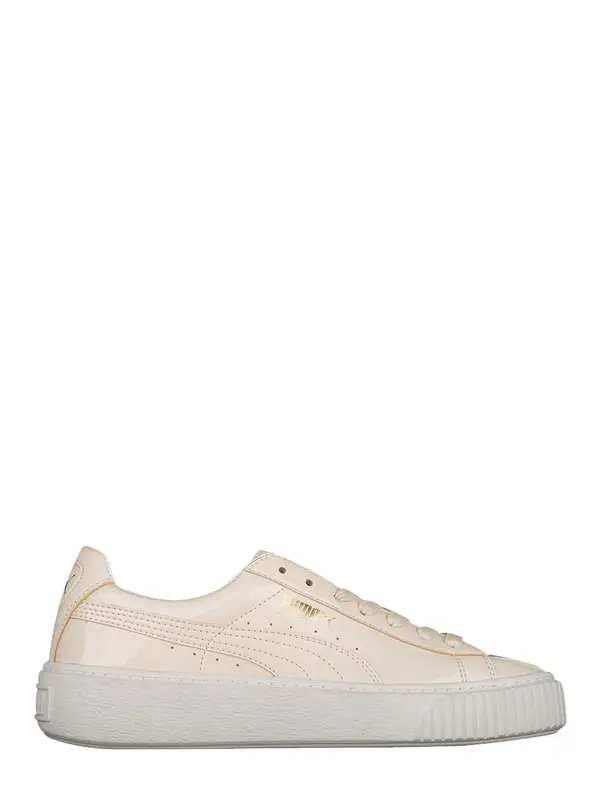 PUMA Basket Platform Patent Leather Sneakers - Cream