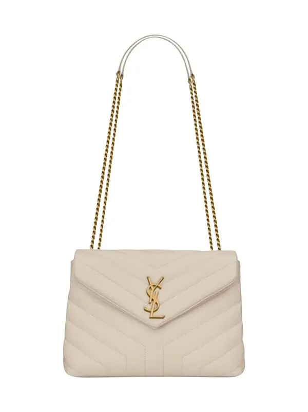 Saint Laurent Small Loulou Matelasse Leather Shoulder Bag - White