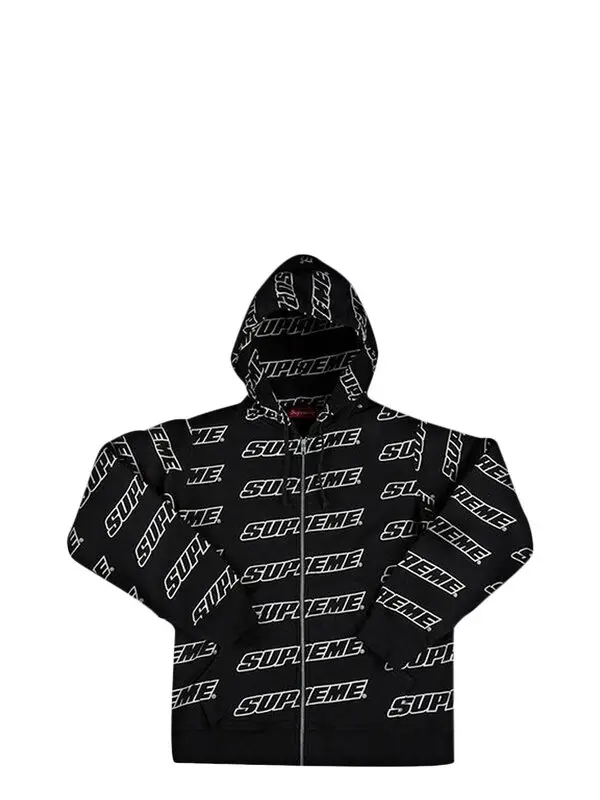 Supreme Repeat Zip Up Hooded Sweatshirt - Black