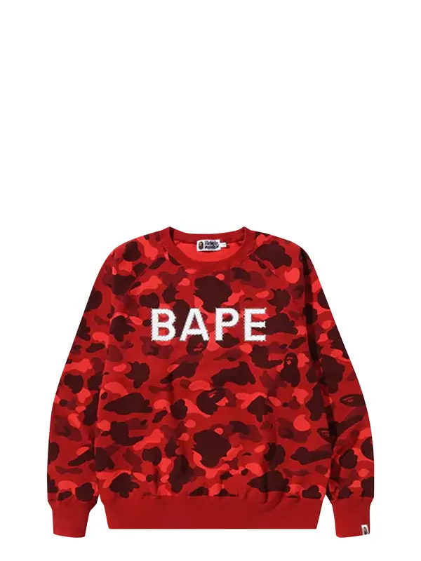A BATHING APE Color Camo Crystal Stone Crewneck - Red