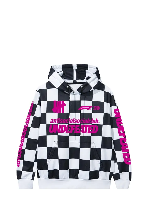 ANTI SOCIAL SOCIAL CLUB X Undftd X F1 Checkered Hoodie - White