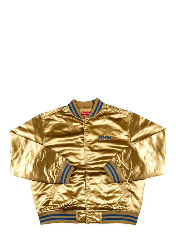Supreme X Thrasher Satin Varsity Jacket - Gold