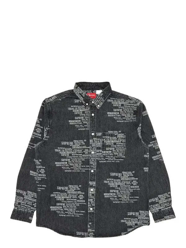 Supreme Trademark Jacquard Denim Shirt 'washed - Black