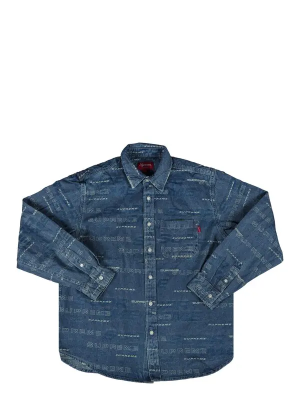 Supreme Dimensions Logo Denim Shirt - Blue