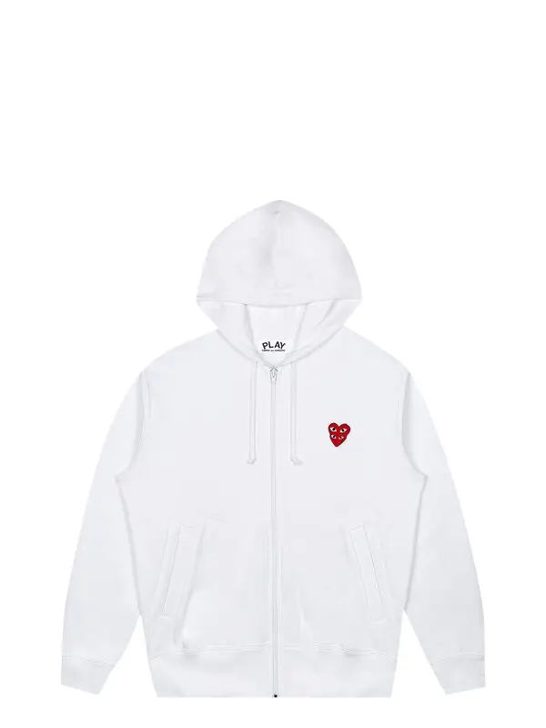 Play Comme Des Garcon Zip Hoodie - White
