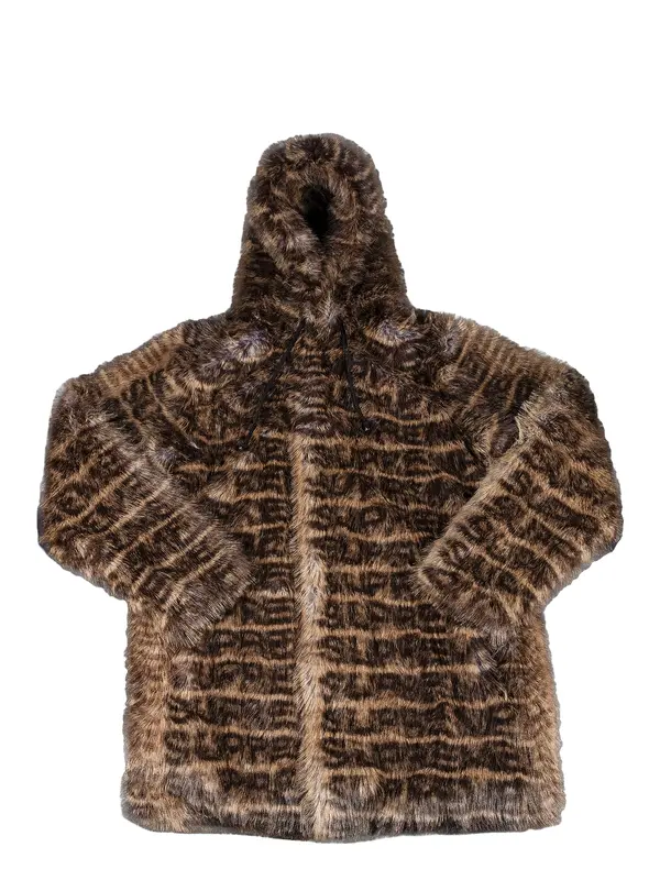 Supreme Faux Fur Hooded Coat - Brown