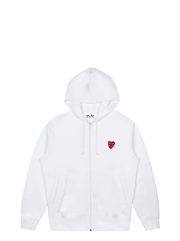 Play Comme Des Garcon Stacked Heart Hooded Sweatshirt - White