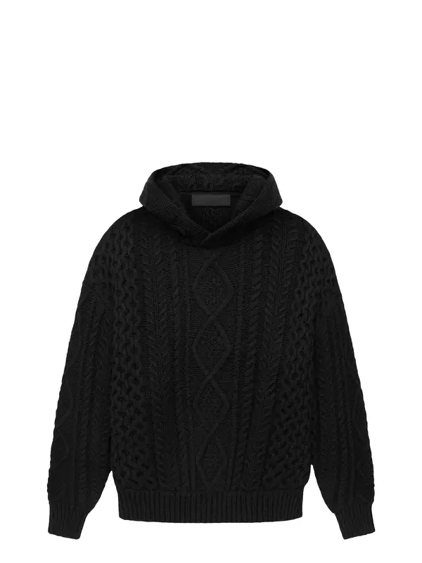Fear Of God Cable Knit Hoodie - Black