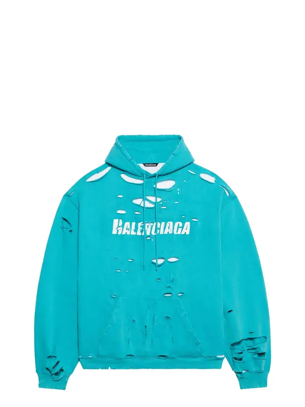 Balenciaga Destroyed Hoodie - Blue