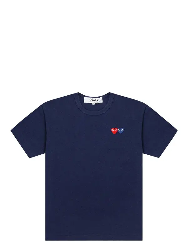 Play Comme Des Garcon Double Hearts T-shirt - Blue