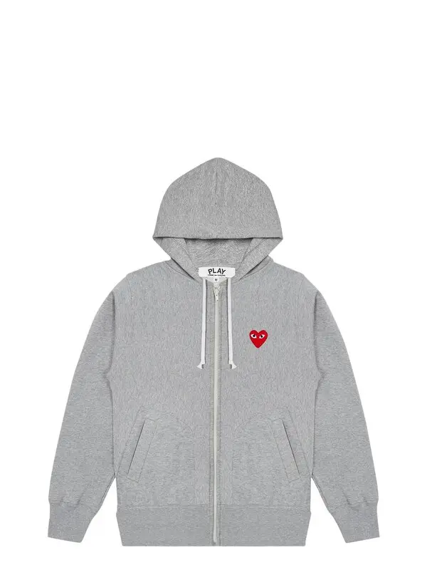 Play Comme Des Garcon Multi Heart Zip Up Hoodie - Grey