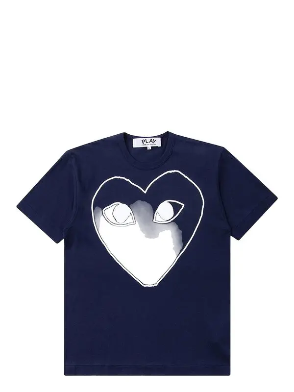 Play Comme Des Garcon Outline Heart T-shirt 'navy - Blue