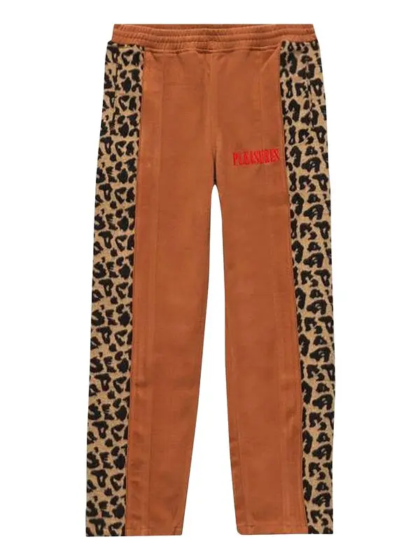 PLEASURES Velour Animal Print Pants - Brown