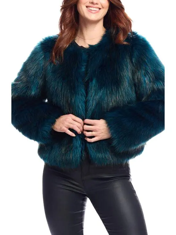 Fabulous Furs Happy Hour Faux Fur Jacket - Ocean