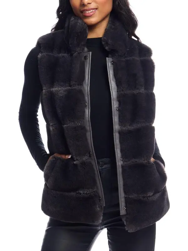Fabulous Furs Posh Faux Fur Puffer Vest - Charcoal